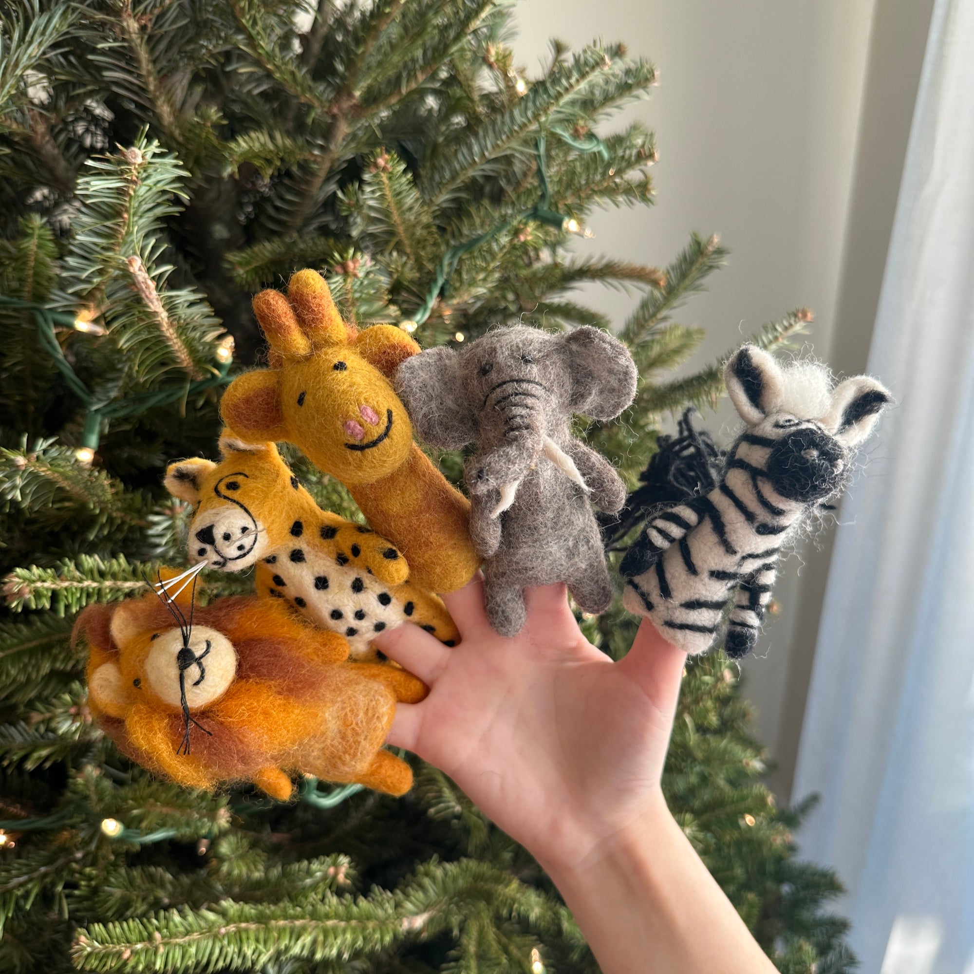 Christmas Gift for Kids: Felt Finger Puppets Set of 5 - Safari Animals ...