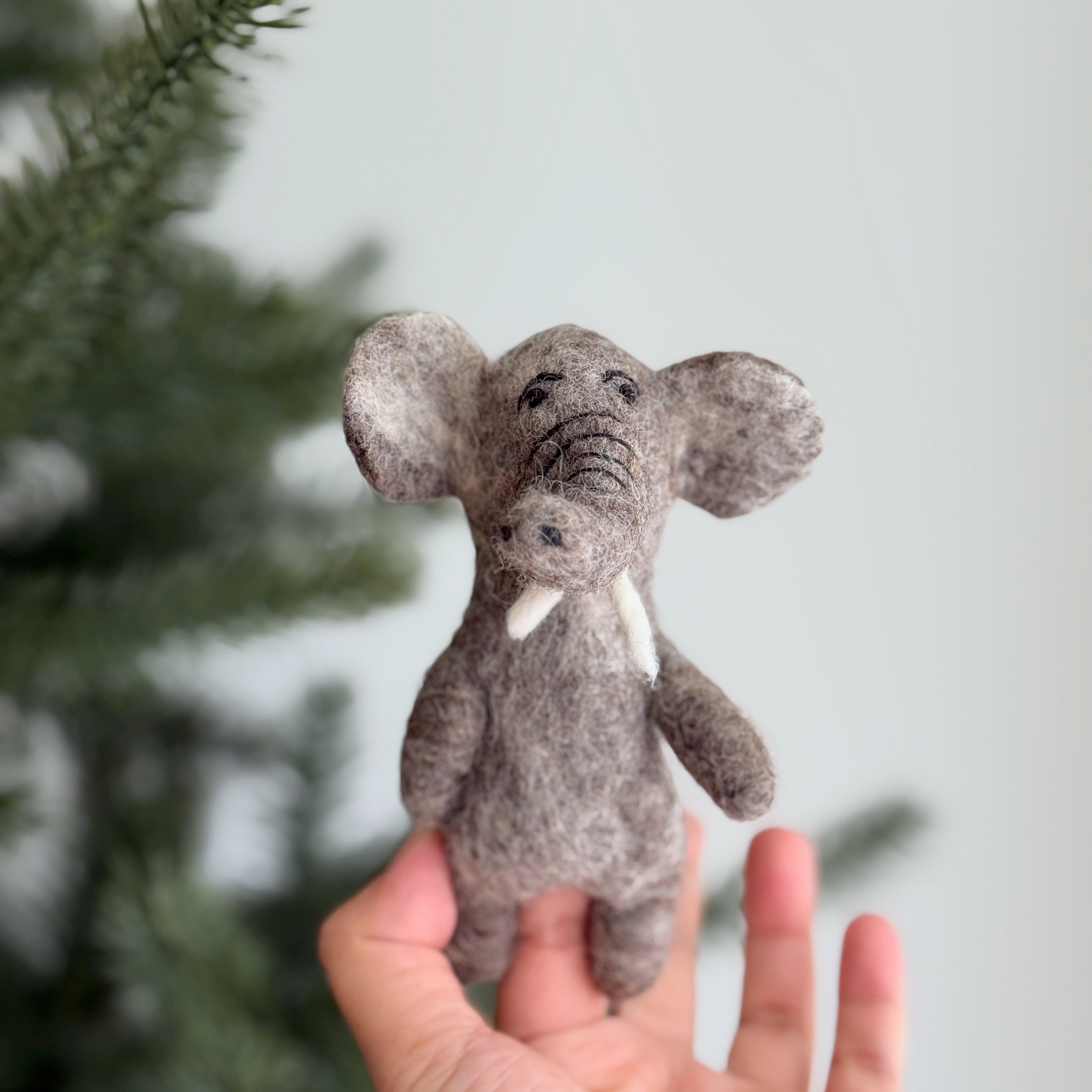 Felted Elephant Finger Puppet | Safari Animal - Ganapati Crafts Co.