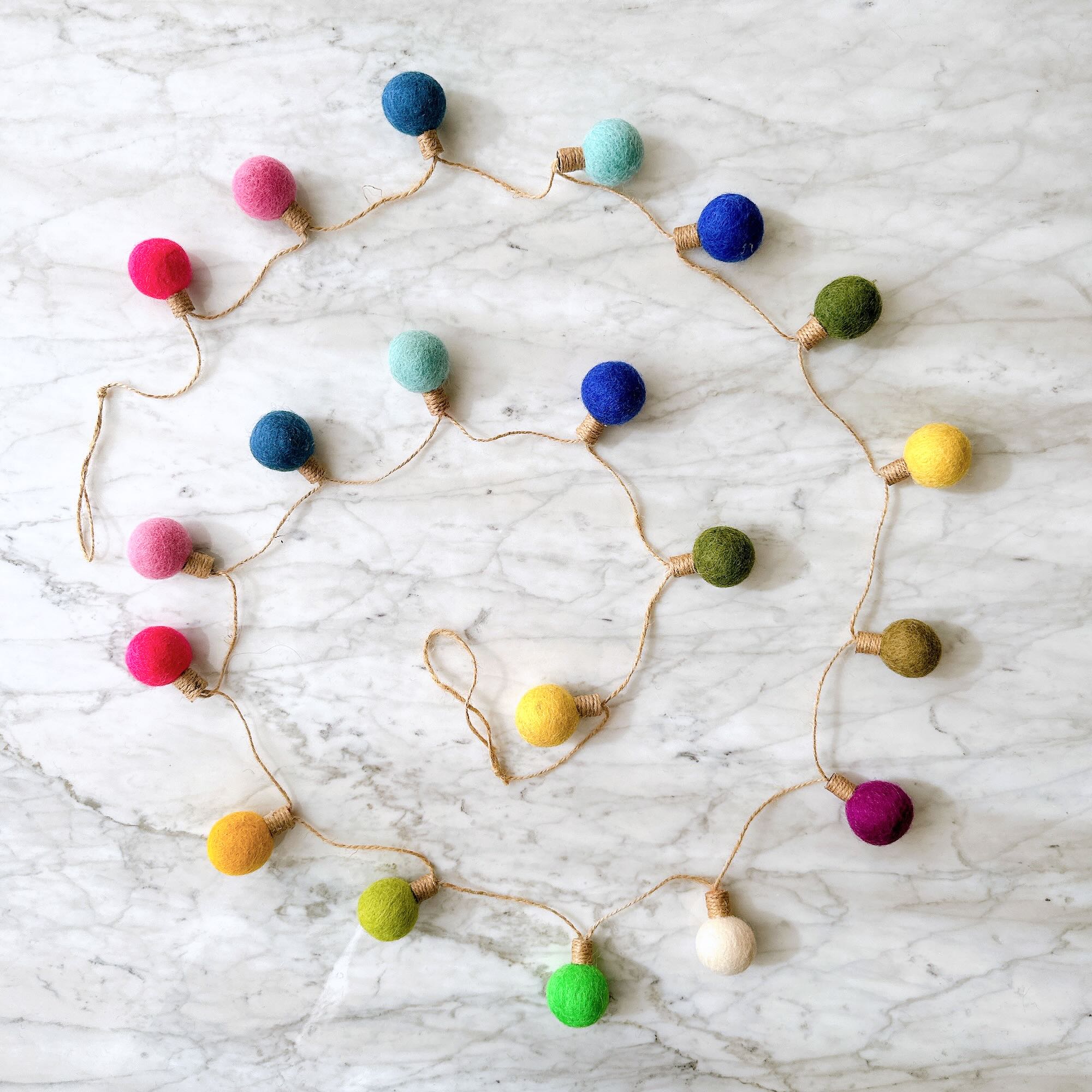 Felt Ball Lightbulb Garland | Nursery Decor | Ganapati Crafts Co.