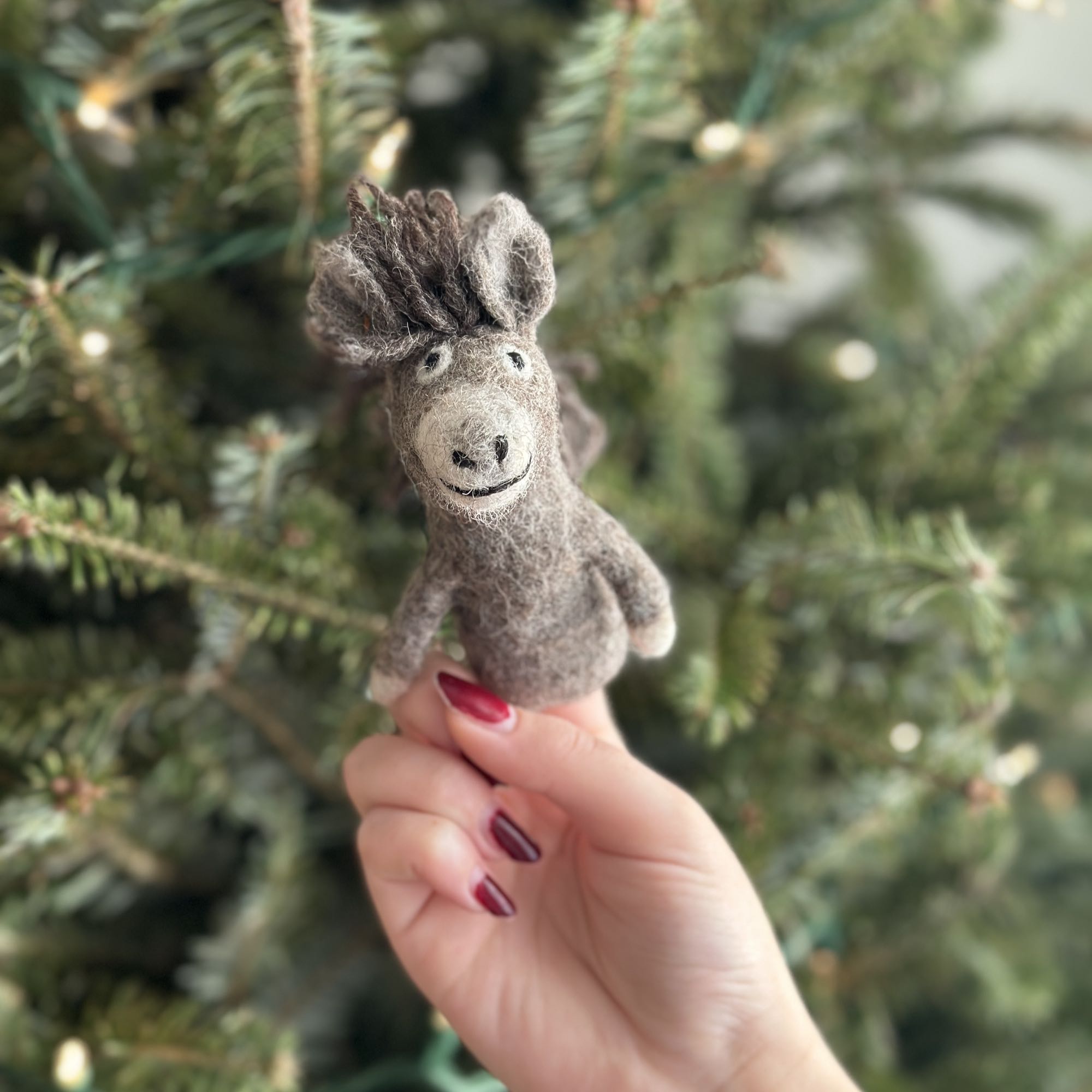 Felt Gray Donkey Finger Puppet - Ganapati Crafts Co.