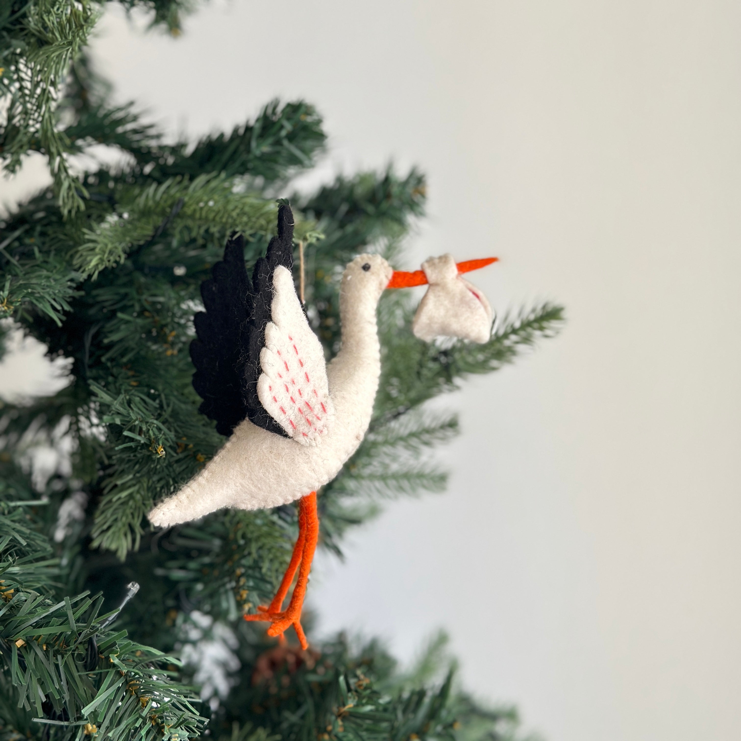 Best Christmas Felt Ornament - Stork | Ganapati Crafts Co.