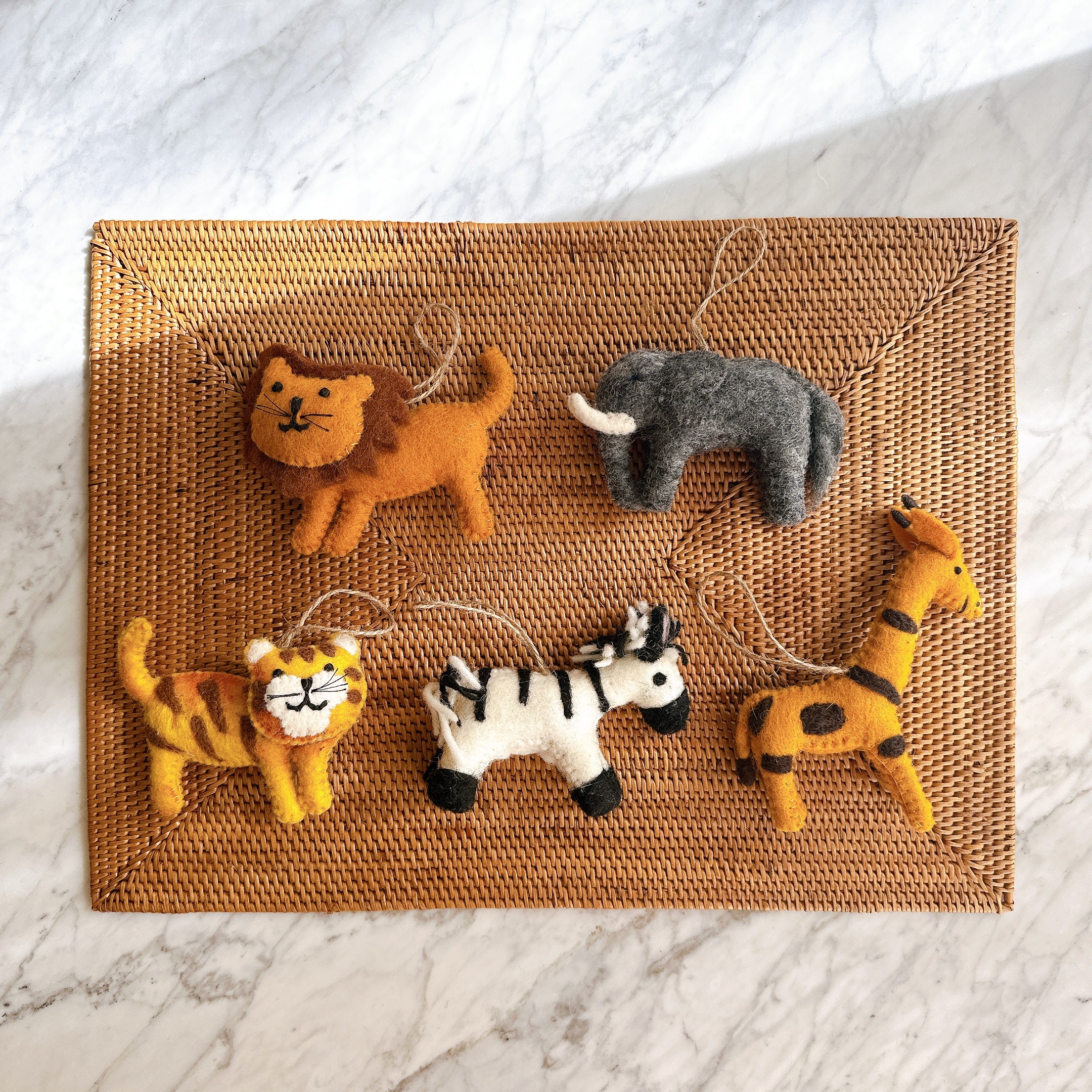 Felt Safari Animal Ornament Set of 5 – Ganapati Crafts Co.