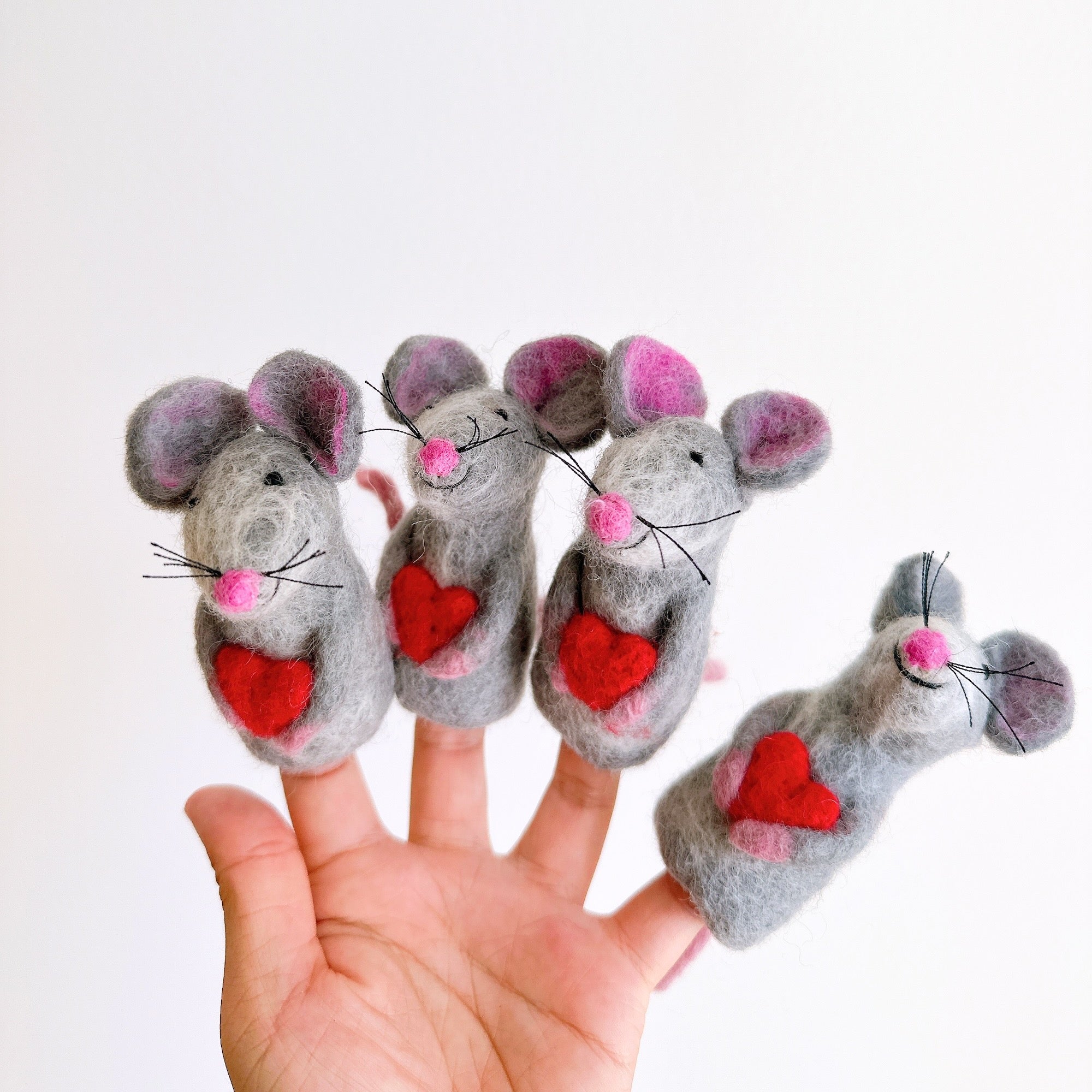 Needle Felted Mouse Finger Puppets | Gift For Kids | Ganapati Crafts Co.